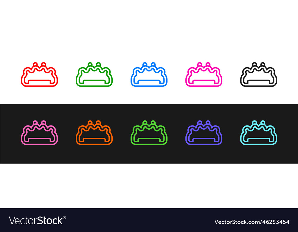 Set Line Brass Knuckles Icon Isolated On Black Vector Image