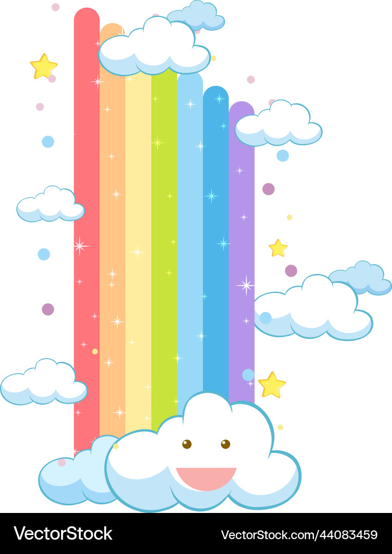 Colorful pastel rainbow with clouds Royalty Free Vector