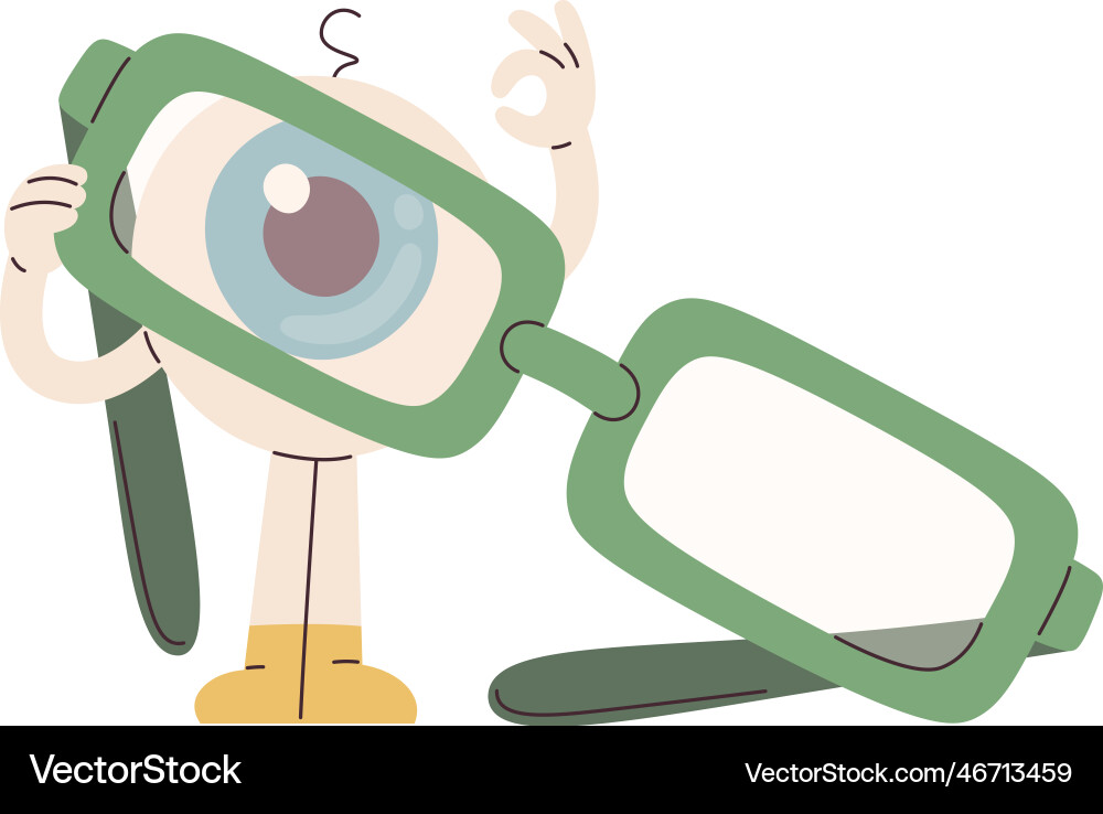 Eyeball character with eyeglasses Royalty Free Vector Image