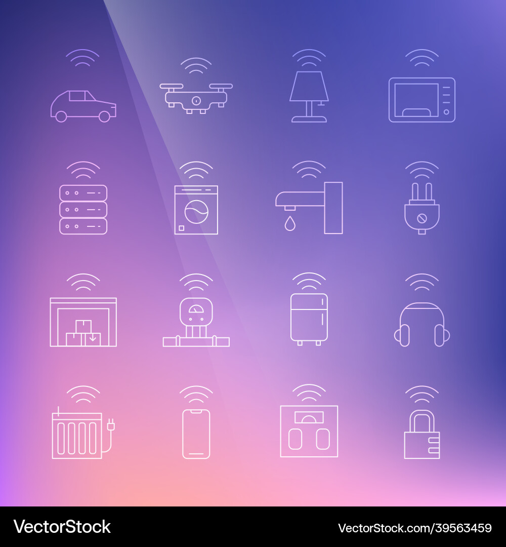 Set line smart safe combination lock headphones Vector Image