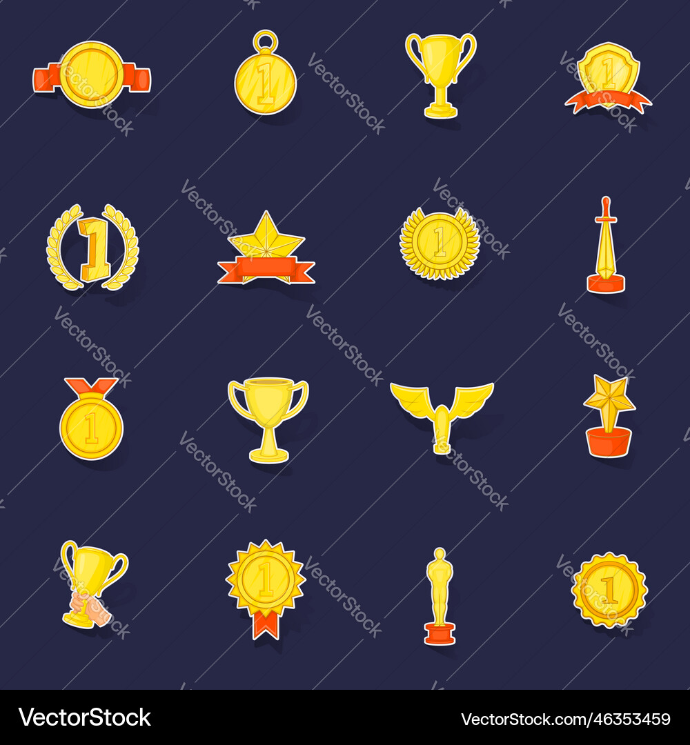 Trophy award icons set sticker Royalty Free Vector Image