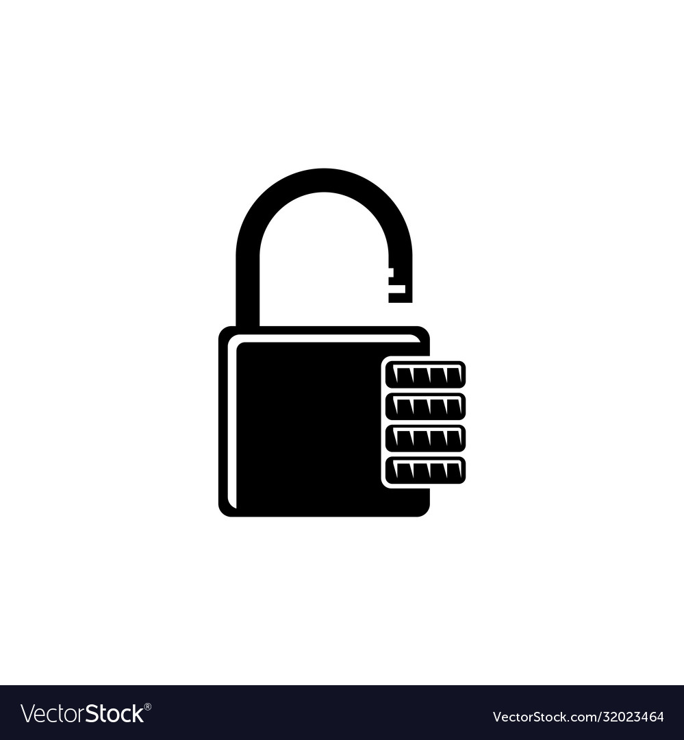 Combination padlock password code lock flat icon Vector Image