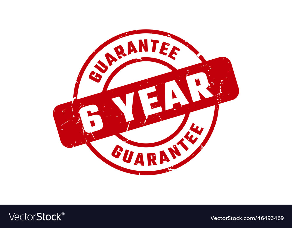 6 year guarantee rubber stamp Royalty Free Vector Image