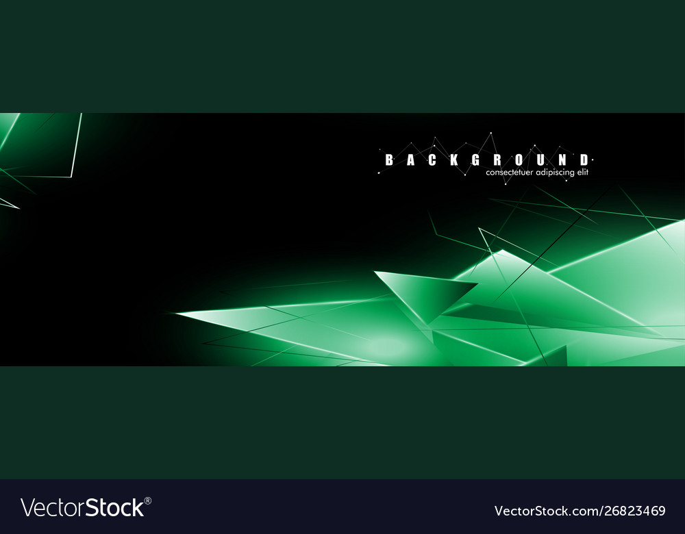 Abstract background with glowing green triangles Vector Image