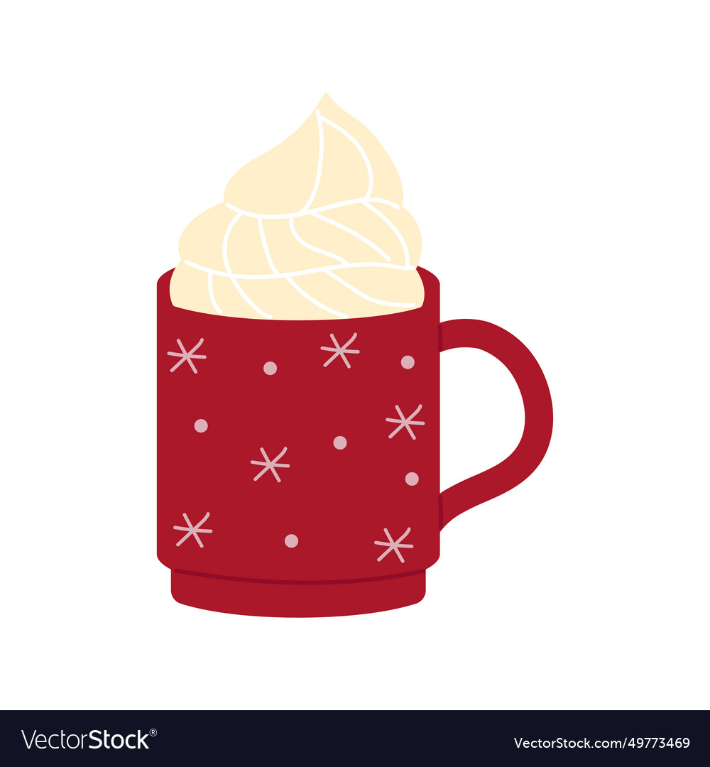 Winter hot drink with whipped cream Royalty Free Vector