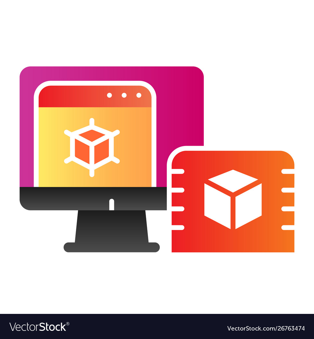 3d design on computer flat icon pc monitor Vector Image