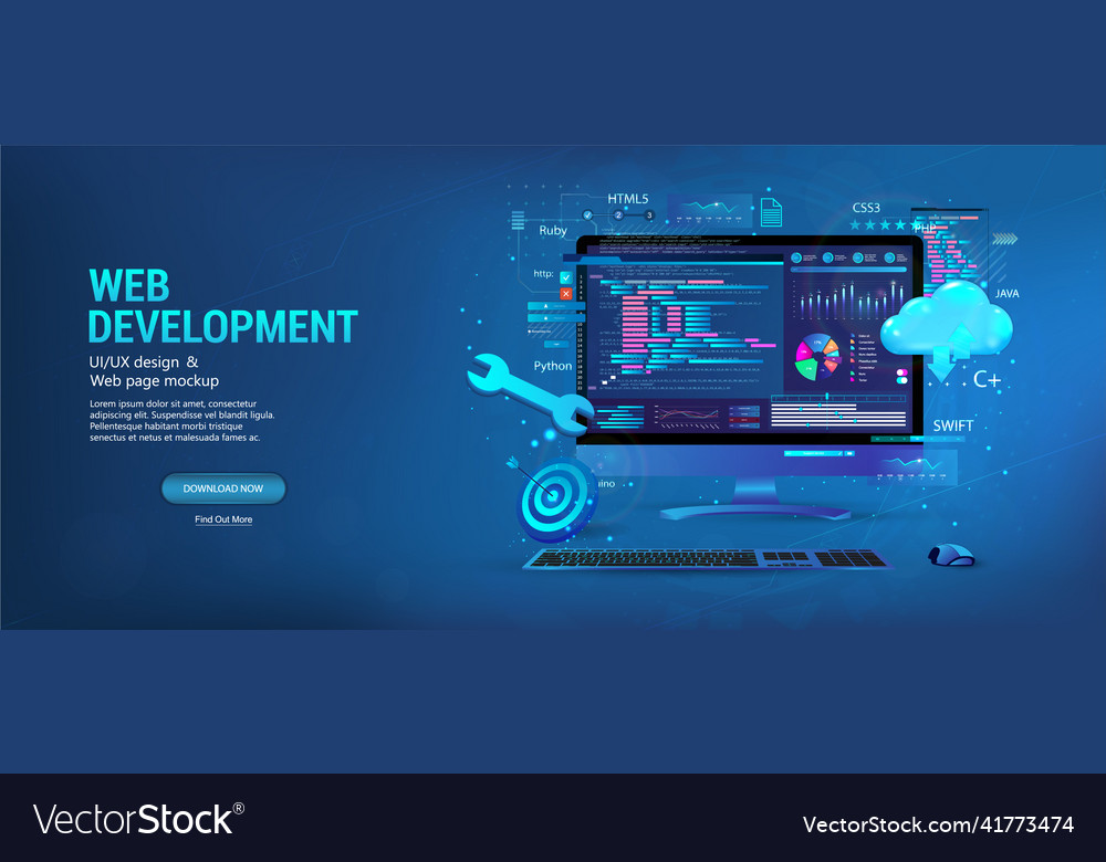 Creation and development of web sites 3d Vector Image