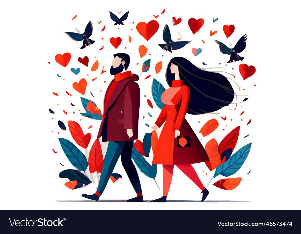 Sticker cartoon style couple in love isolated Vector Image