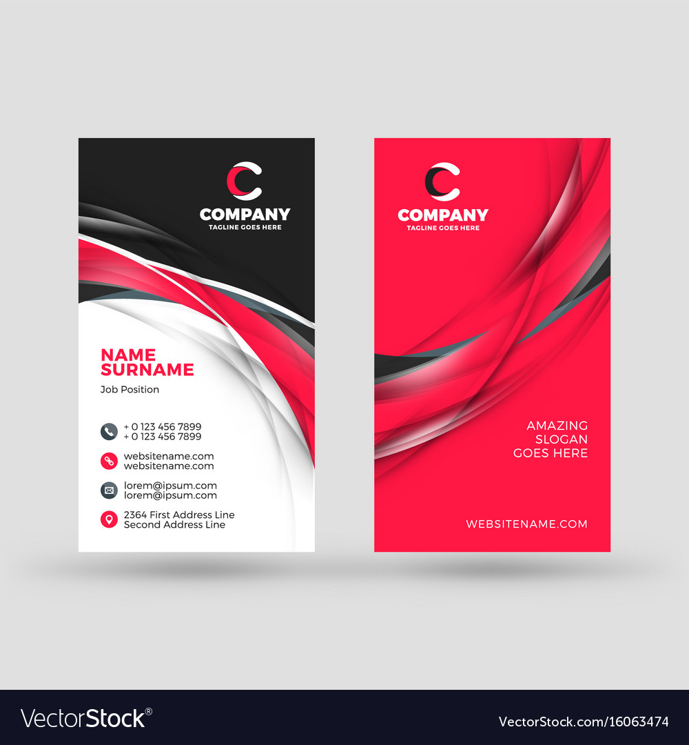 Vertical Double sided Business Card Template Vector Image