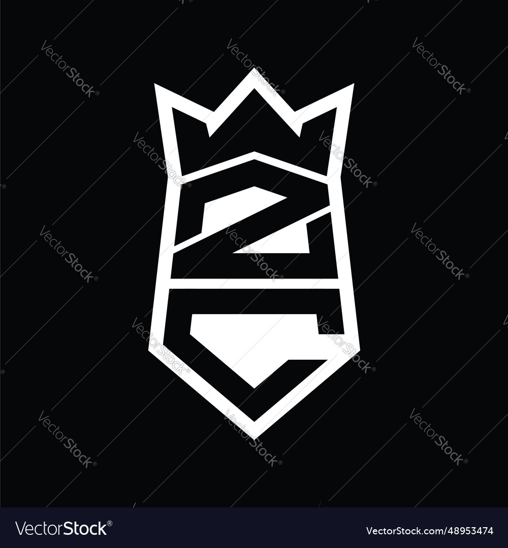 Zc letter logo monogram hexagon shield shape up Vector Image