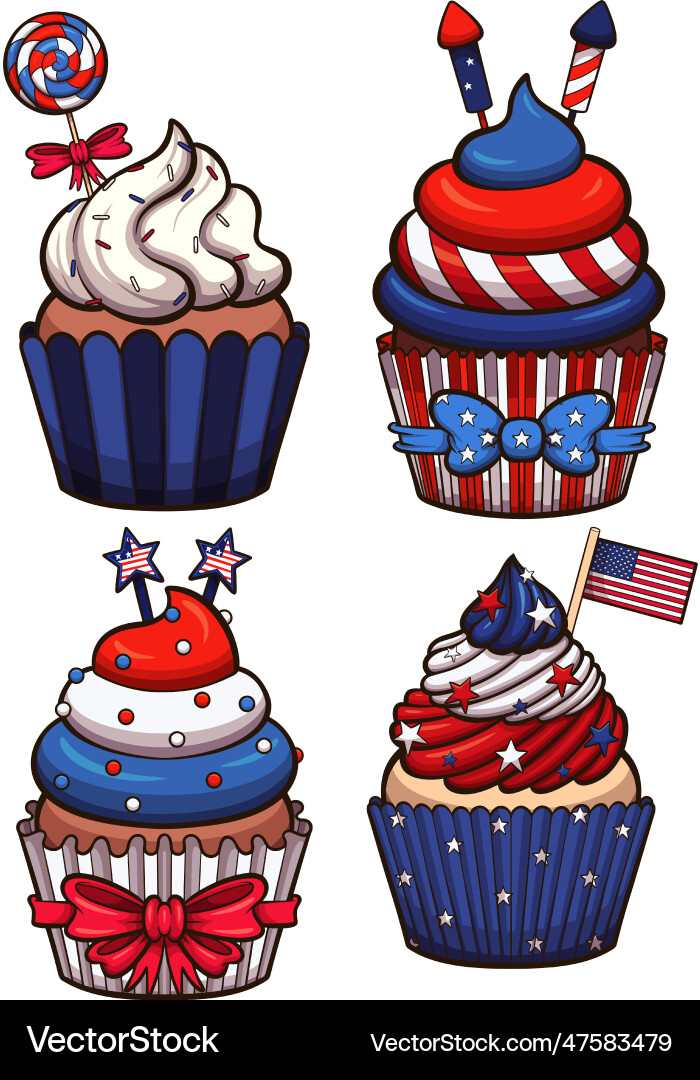 4th of july cupcakes Royalty Free Vector Image