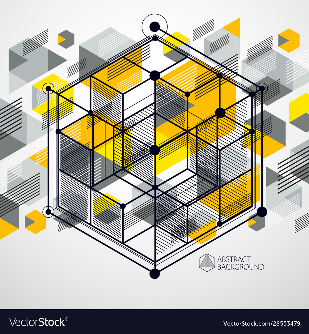 Abstract Geometric 3d Cube Pattern And Yellow Vector Image