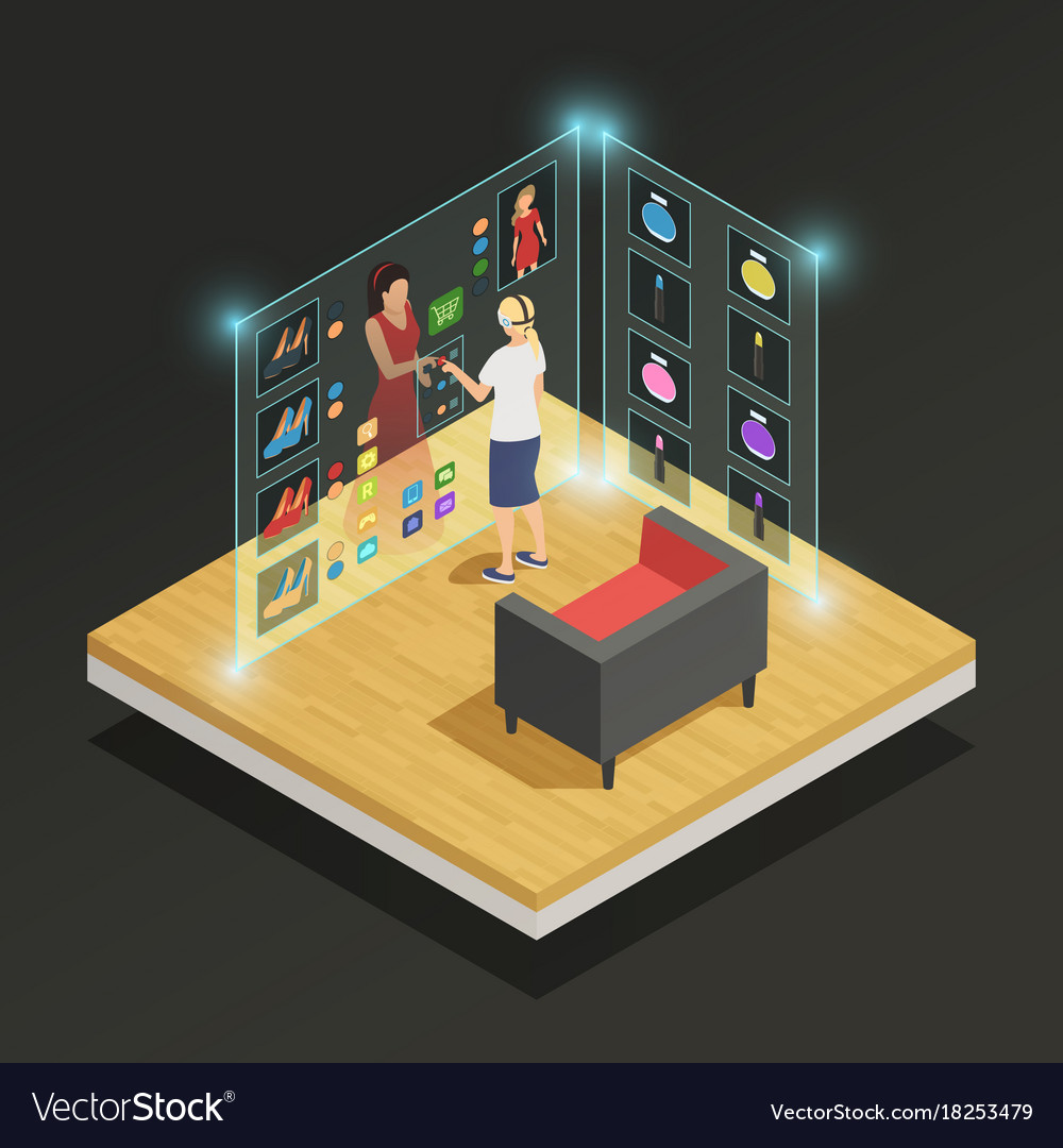 Augmented reality isometric composition Royalty Free Vector Augmented reality isometric composition Royalty Free Vector