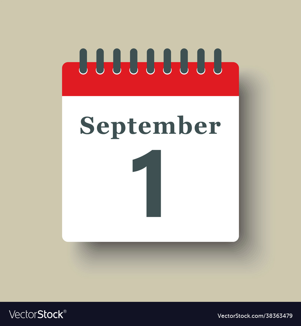 Icon day date 1 september template calendar page Vector Image