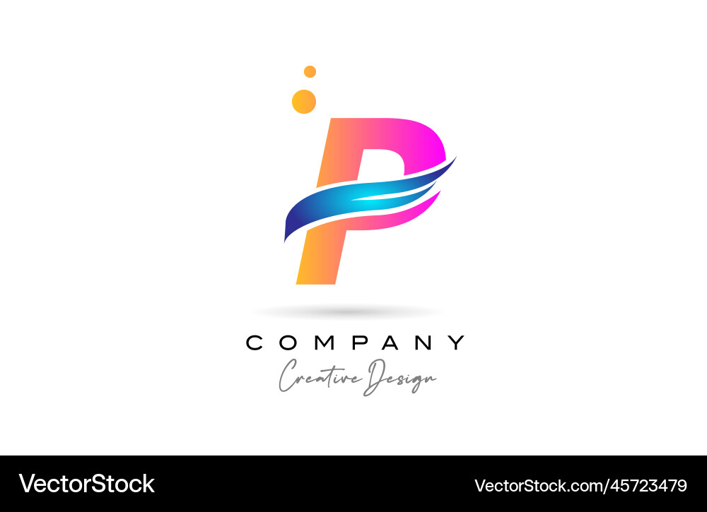 Pink bubbles p alphabet letter logo icon Vector Image