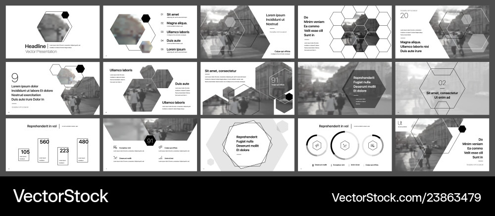 Presentation template hexagonal elements Vector Image