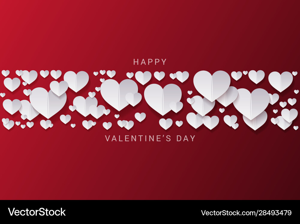 Valentines day banner hearts on red Royalty Free Vector