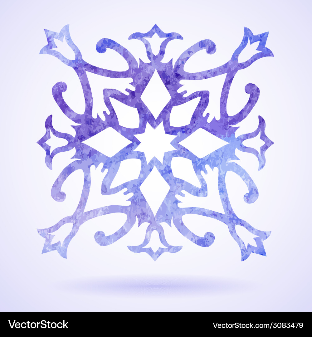 Watercolor blue painted Christmas snowflake Vector Image