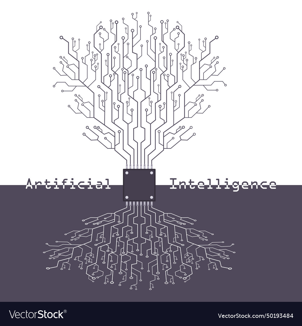 Artificial intelligence ai tree Royalty Free Vector Image