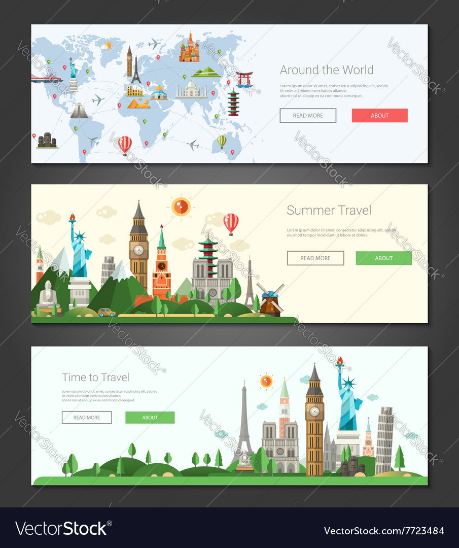 Flat design banners headers set Royalty Free Vector Image