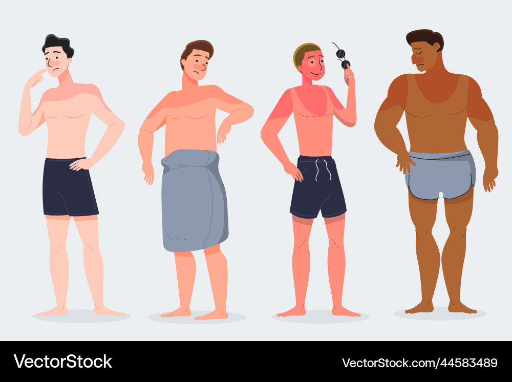 Flat design people with sunburn set Royalty Free Vector