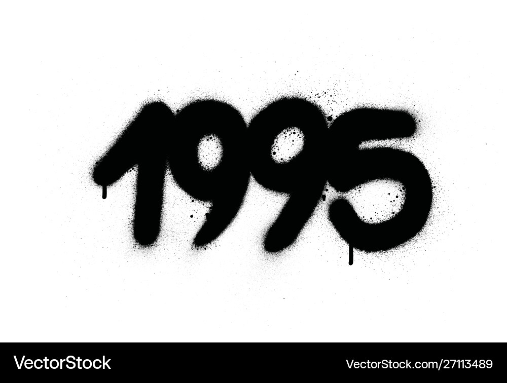 Graffiti 1995 date sprayed in black over white Vector Image