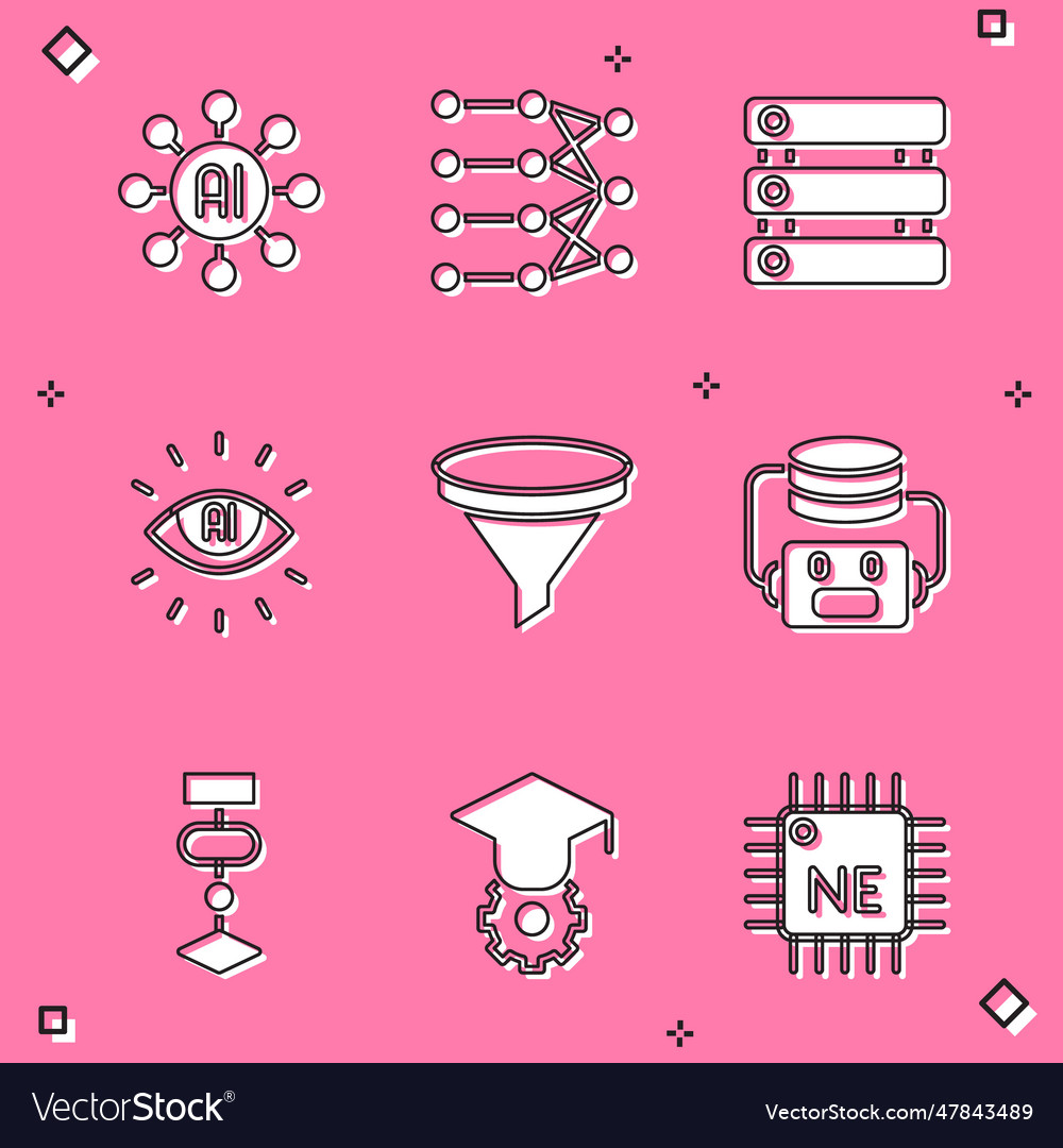 Set neural network server data artificial Vector Image Set neural network server data artificial Vector Image