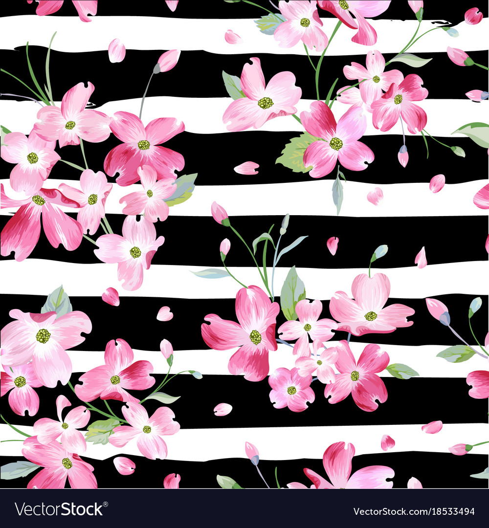 Blooming spring flowers pattern seamless Vector Image