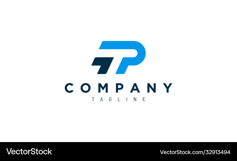 Combining letter t with p bold and strong Vector Image