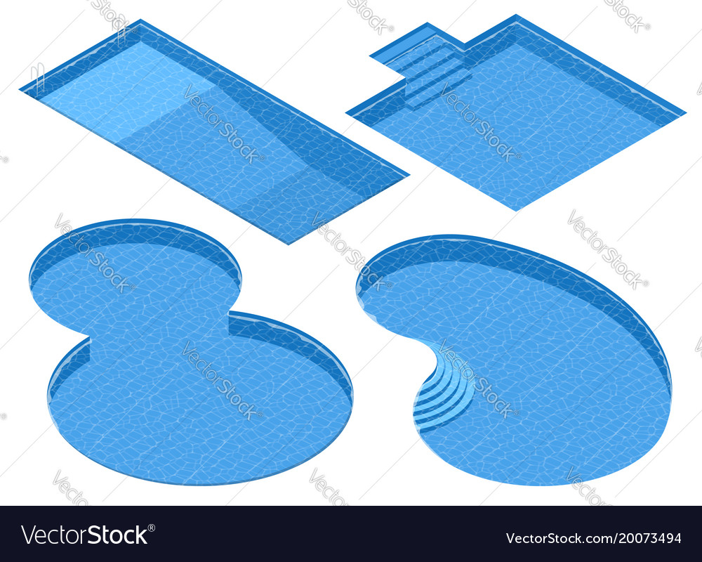Isometric set different forms swimming pools Vector Image
