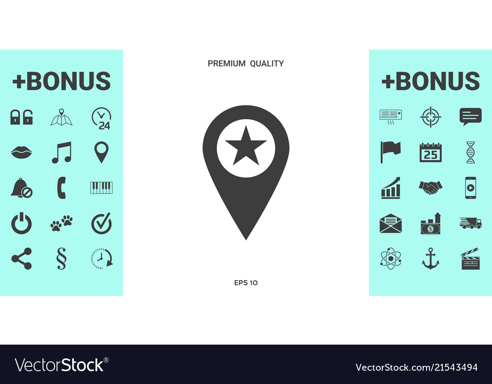 Map pointer with star Royalty Free Vector Image