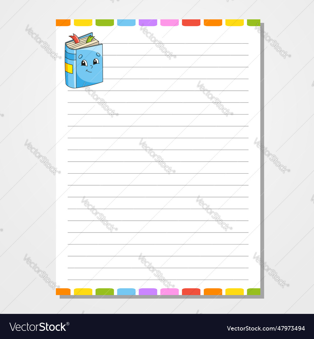 Sheet template for notebook notepad diary lined Vector Image