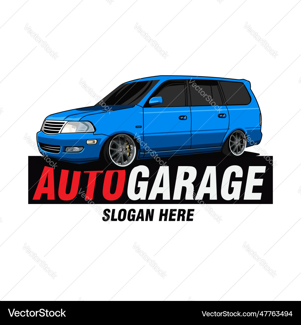 Suv auto garage logo template Royalty Free Vector Image