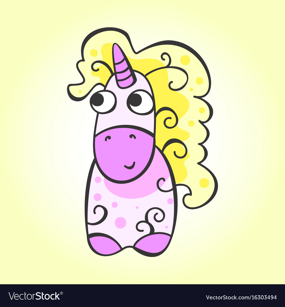 Unicorn character in doodle style Royalty Free Vector Image