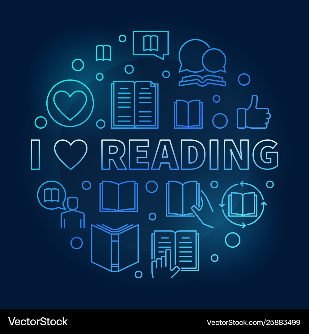 I love reading concept blue circular outline Vector Image