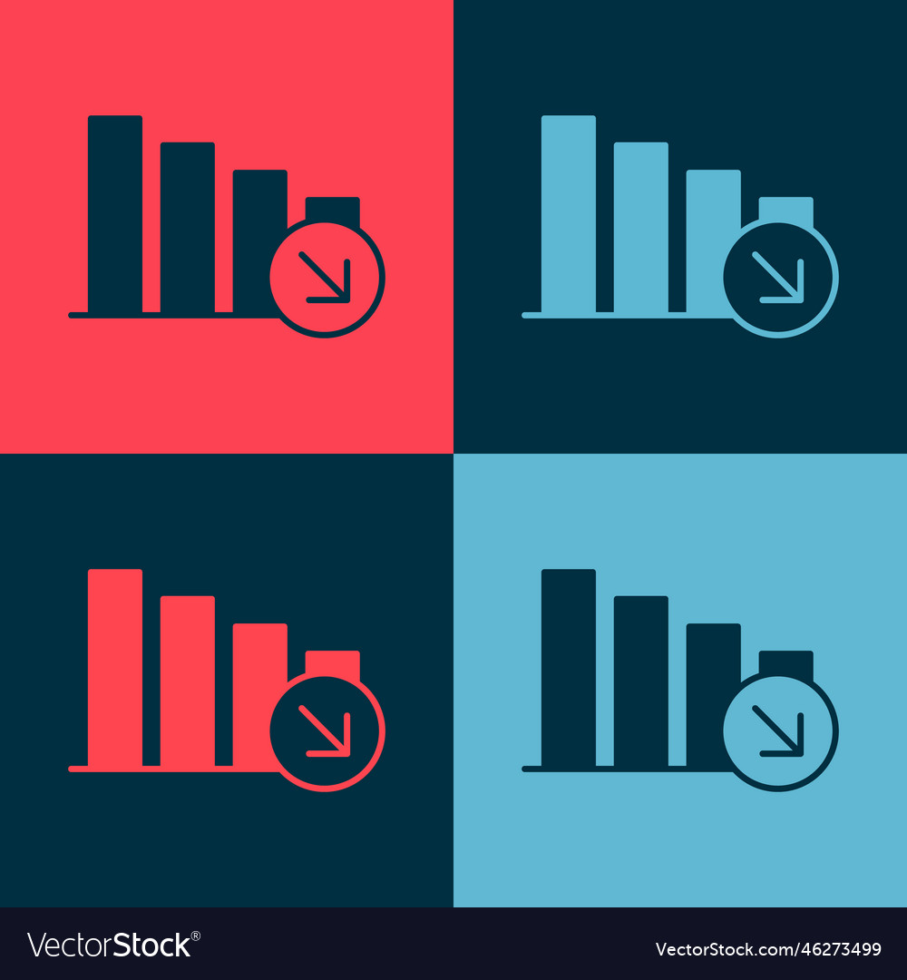 Pop art financial growth decrease icon isolated Vector Image