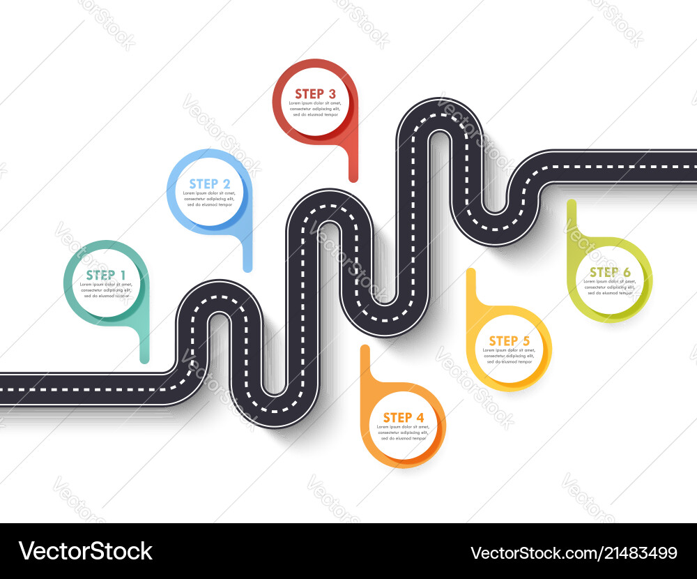 Road way location infographic template with pin Vector Image
