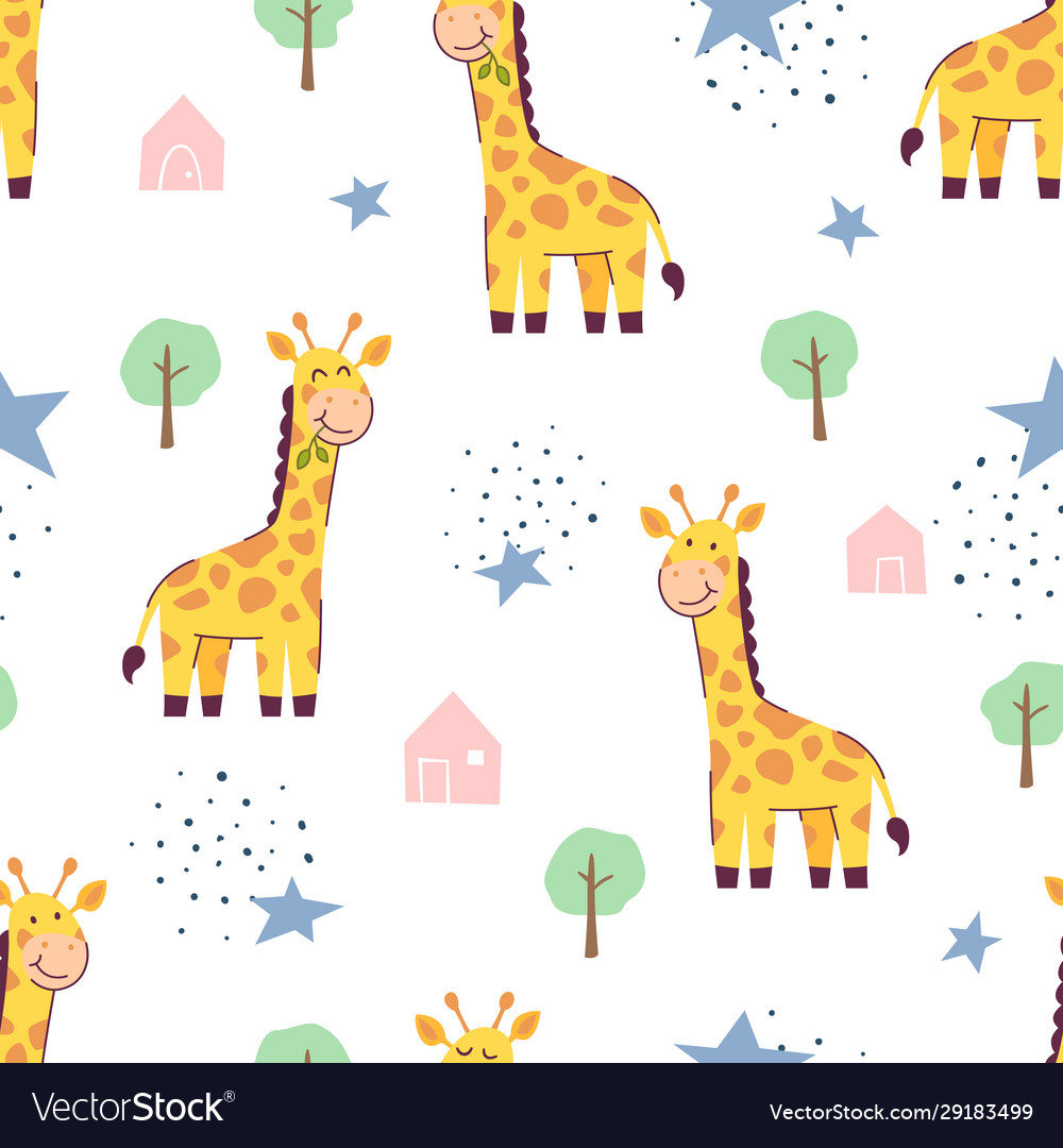 Seamless pattern cute giraffe Royalty Free Vector Image