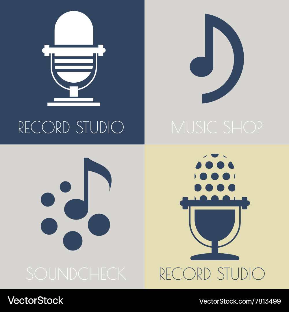 Set of music flat logos Royalty Free Vector Image