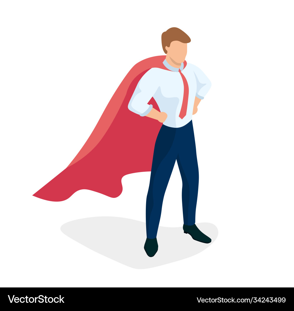 Superman office worker standing proudly with Vector Image