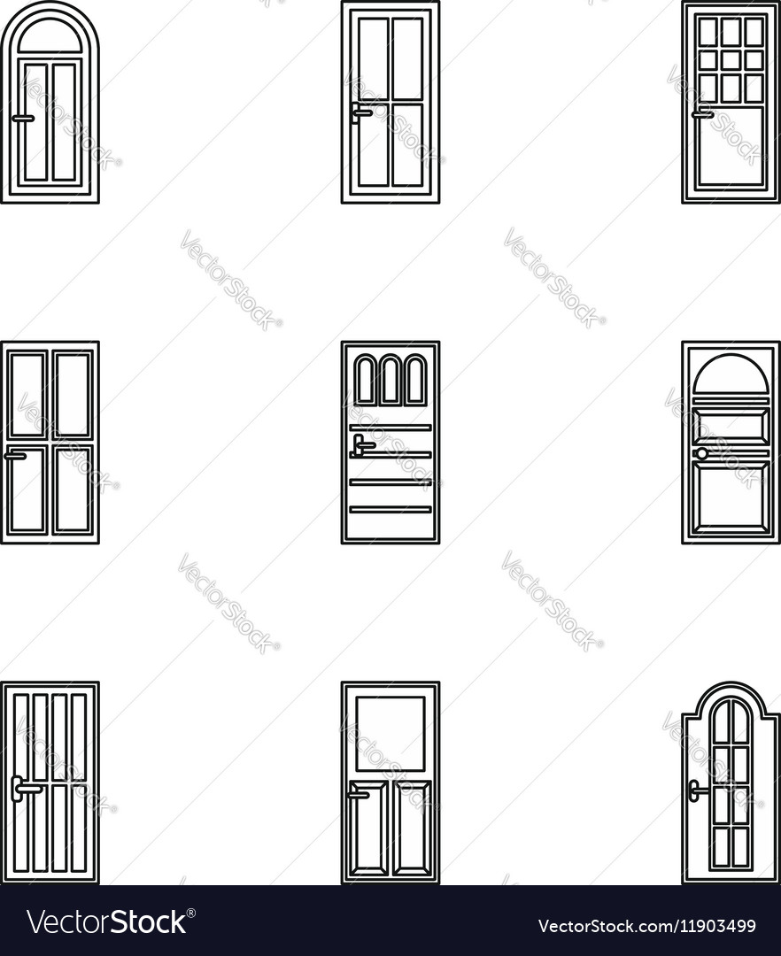 Types doors icons set outline style Royalty Free Vector Types doors icons set outline style Royalty Free Vector