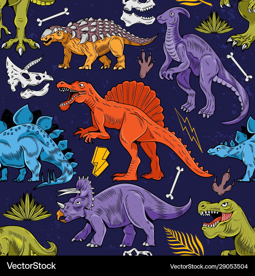 Dinosaurs seamless pattern fashion design Vector Image
