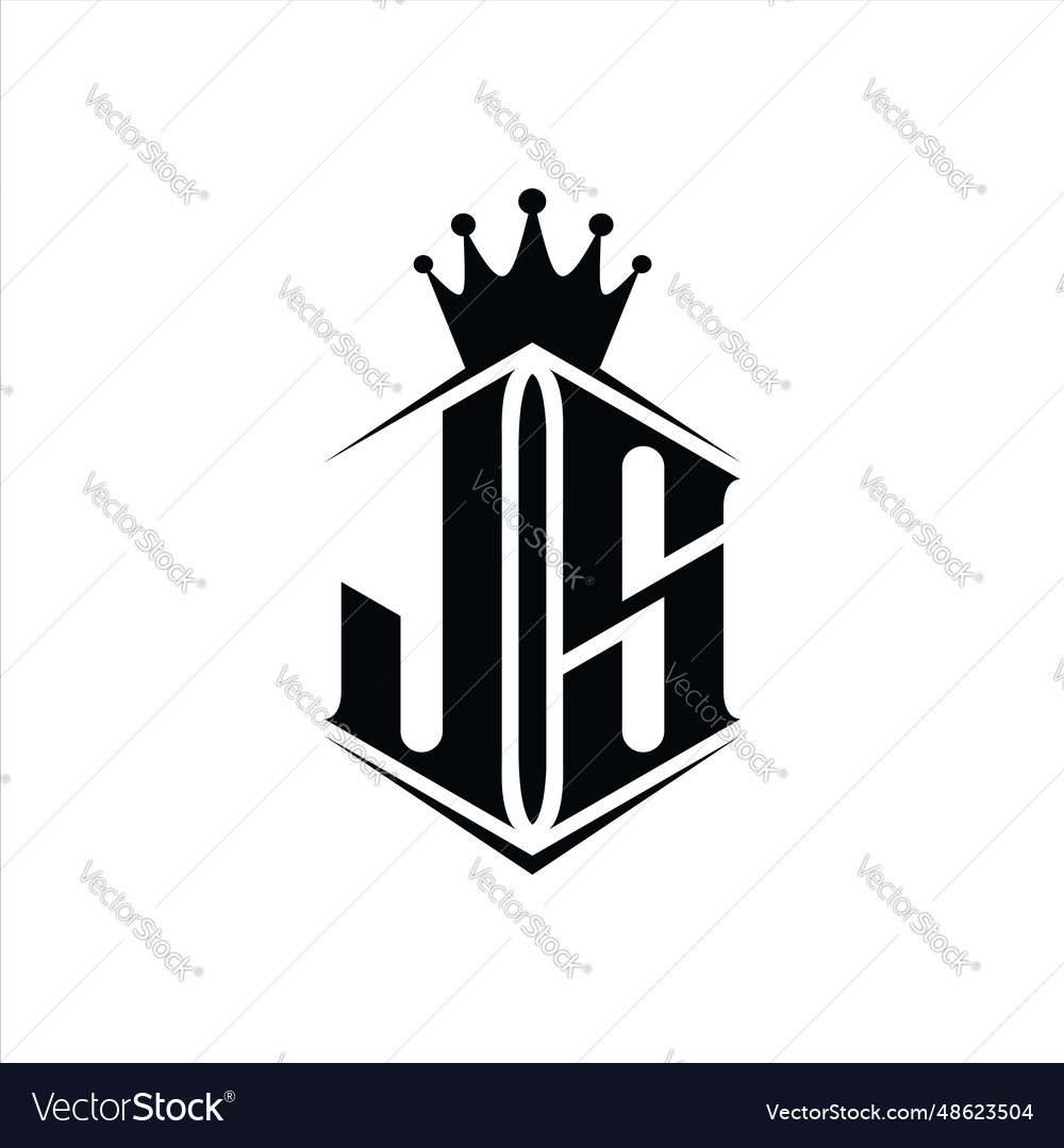Js letter logo monogram hexagon shield shape Vector Image