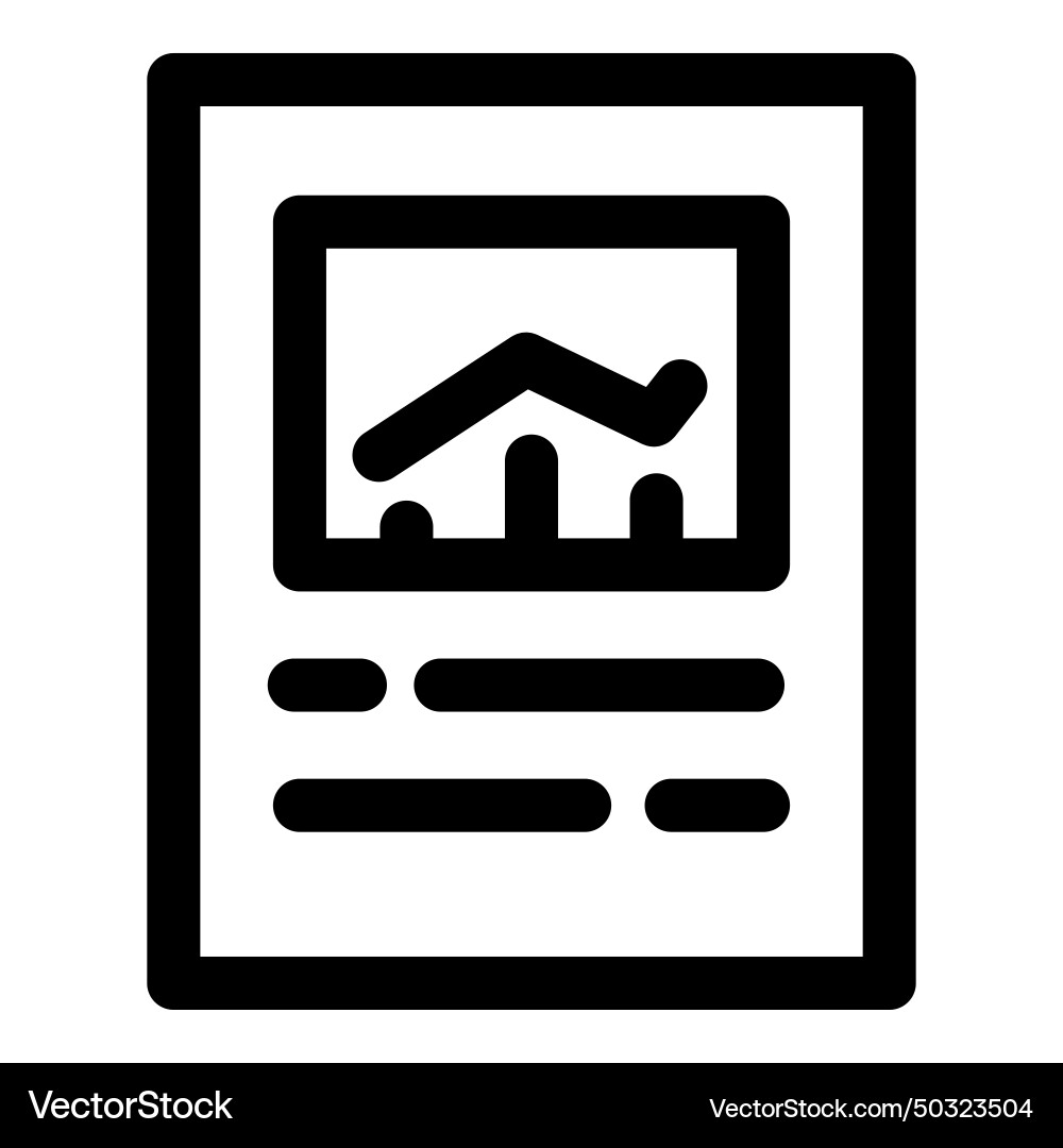 Line graph document flat icon isolated on white Vector Image
