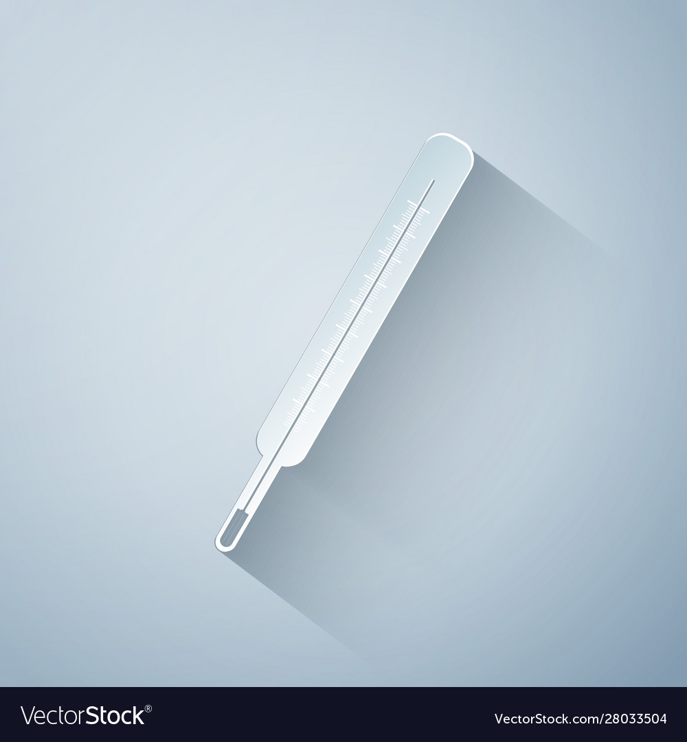 Paper cut medical thermometer icon isolated Vector Image
