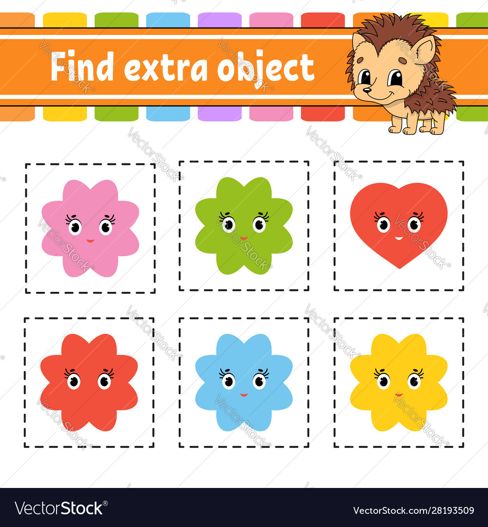 Find extra object educational activity worksheet Vector Image