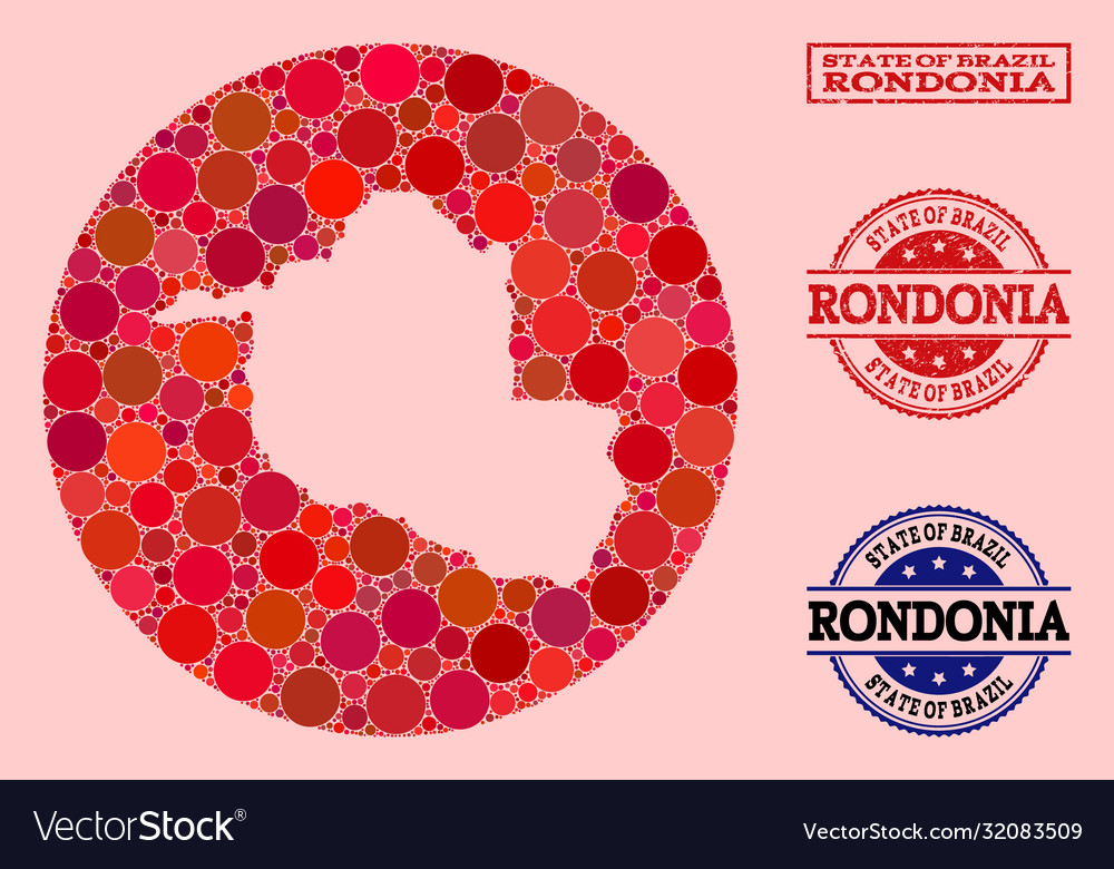Hole circle map rondonia state mosaic Royalty Free Vector