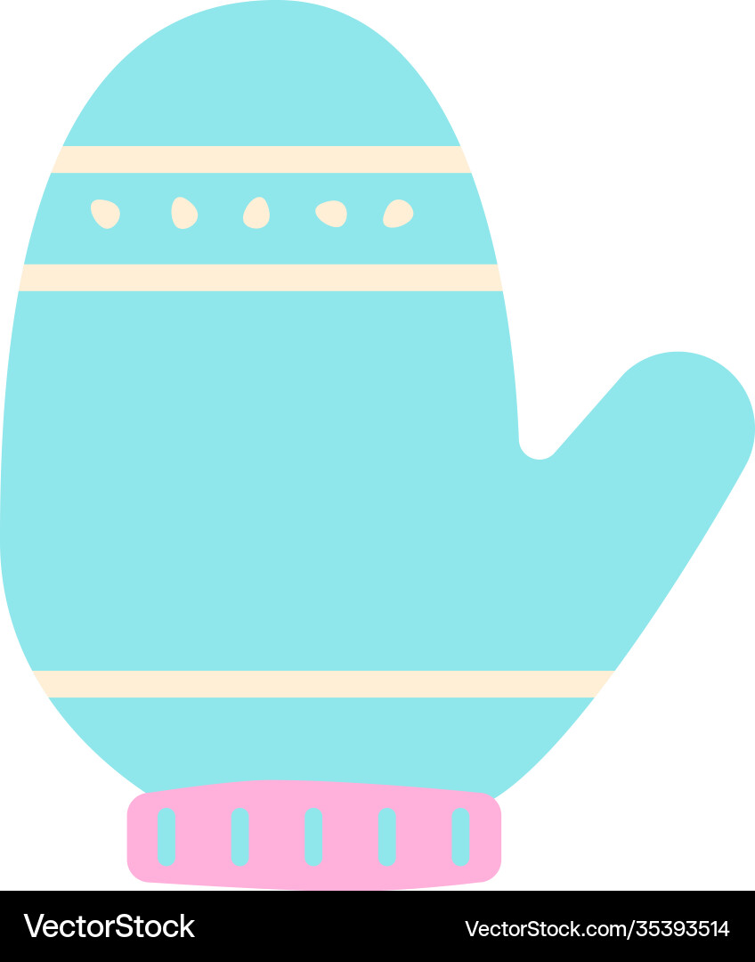 Blue mitten flat abstract element Royalty Free Vector Image
