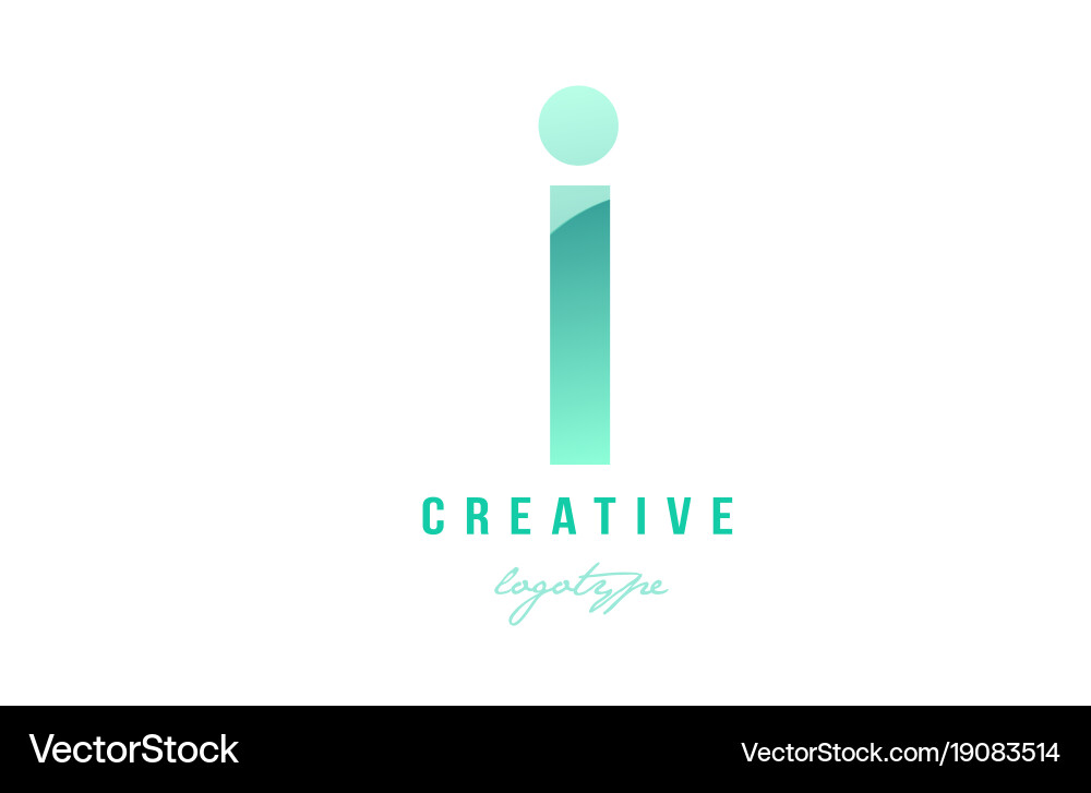 I green pastel gradient alphabet letter logo icon Vector Image