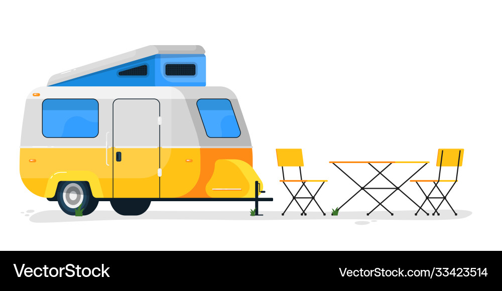 Small camping trailer isolated camper vehicle Vector Image